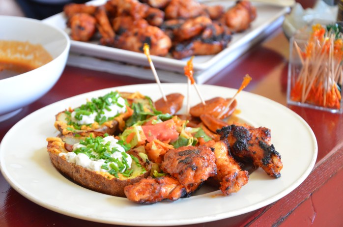 Sunday Snackin’ (Chicken Wings, Loaded Potato Skins, Kielbasa and Salad ...